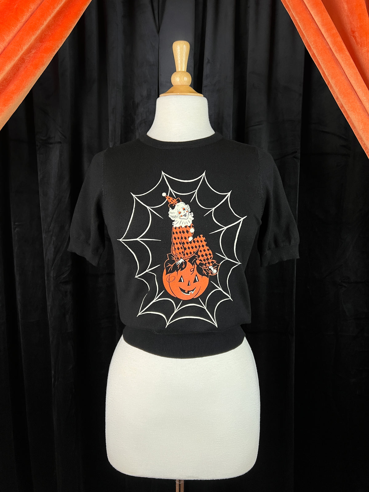 Clowning on Cobweb short sleeve Sweater in Black | Mischief Made