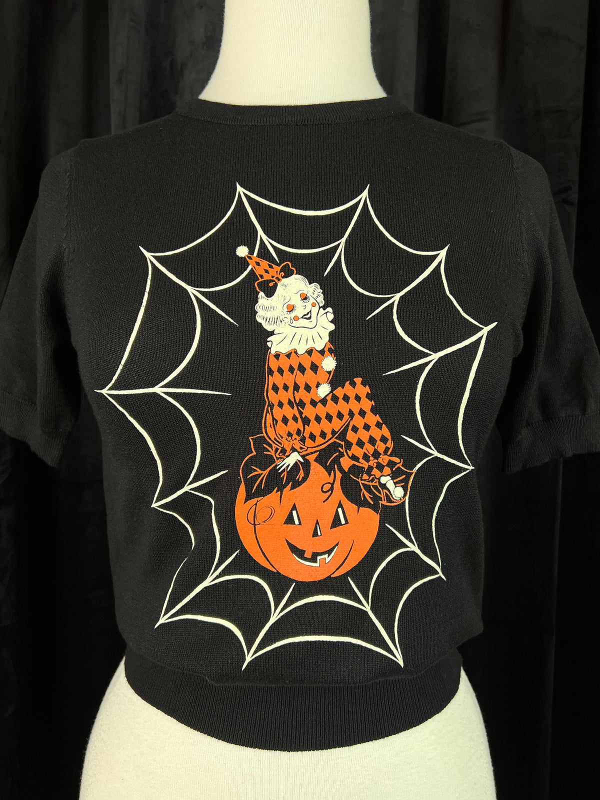 Clowning on Cobwebs short sleeve Sweater in Black | Mischief Made