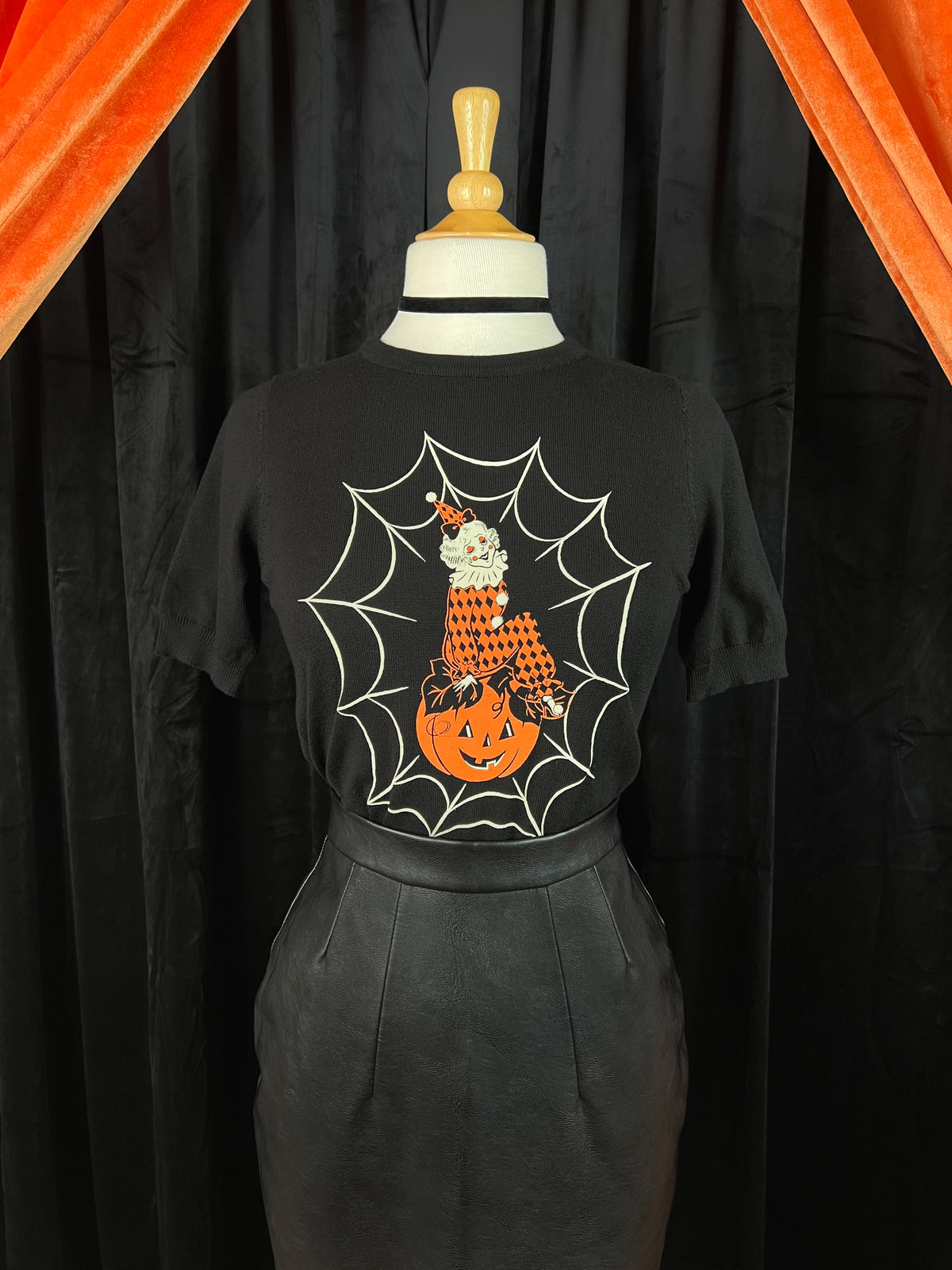 Clowning on Cobwebs short sleeve Sweater in Black | Mischief Made