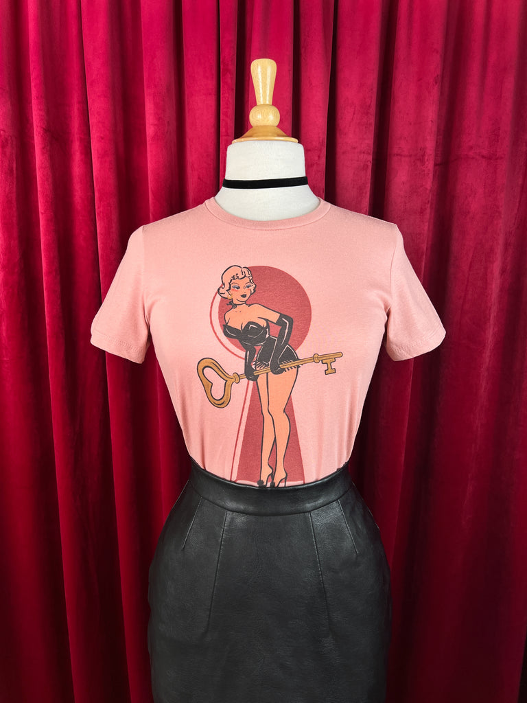 Key to My Heart Fitted Tee in Desert Pink | Mischief Made