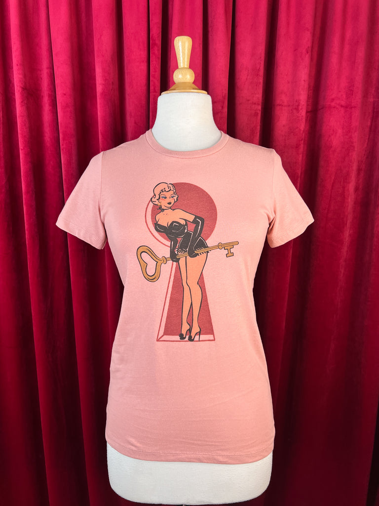 Key to My Heart Fitted Tee in Desert Pink | Mischief Made