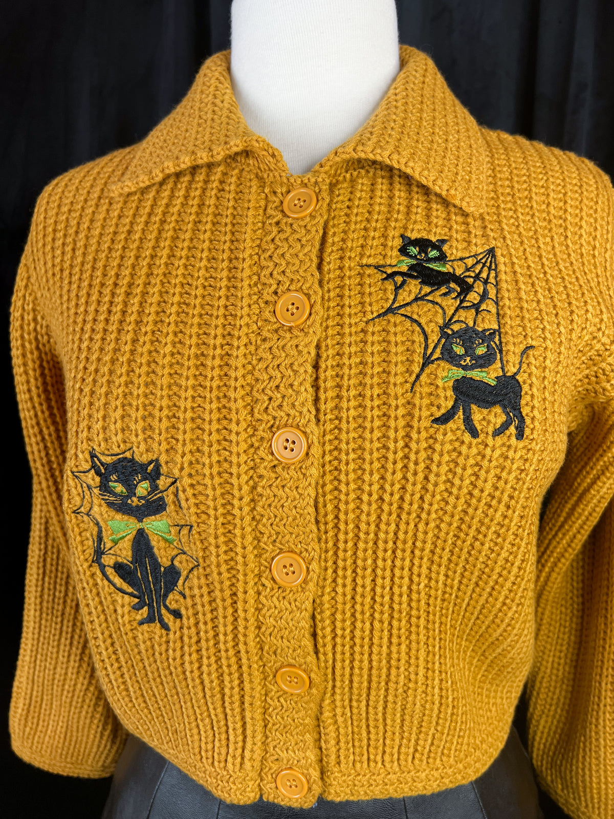 Meow Trap Collared Cropped Sweater in Bronze | Mischief Made