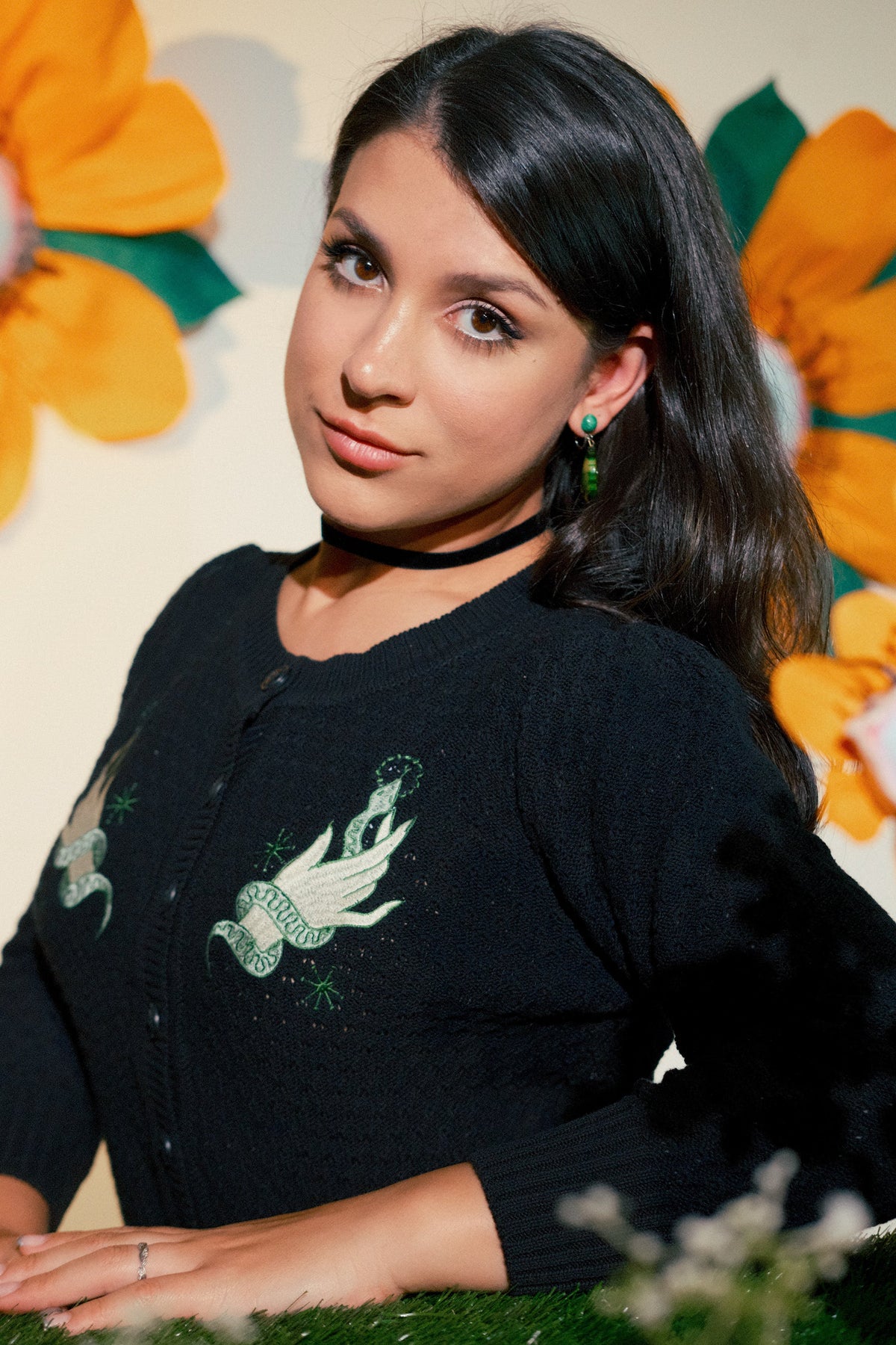 Snake Wrangler Cropped Cardigan in Black | Mischief Made