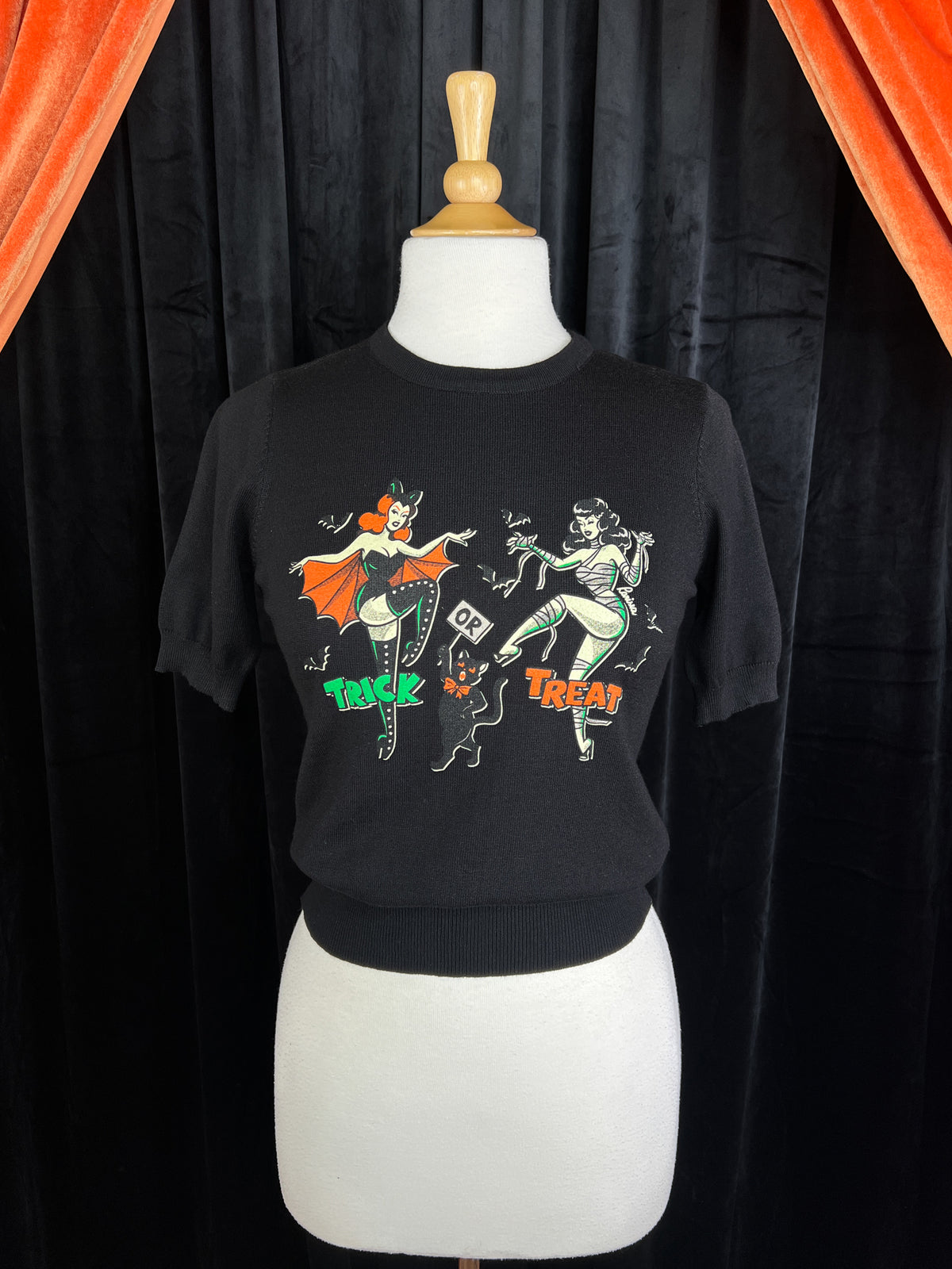 Spooky Stomp short sleeve Sweater in Black | Mischief Made