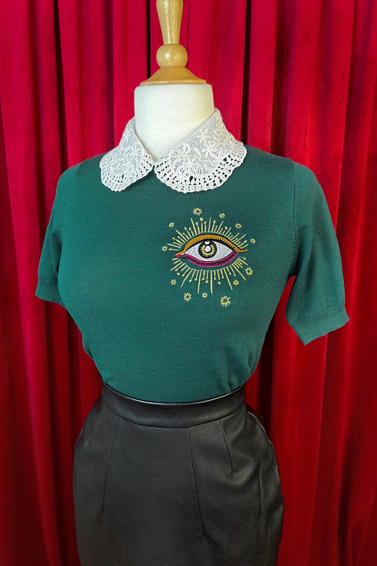 Third Eye short sleeve Sweater in Peacock | Mischief Made