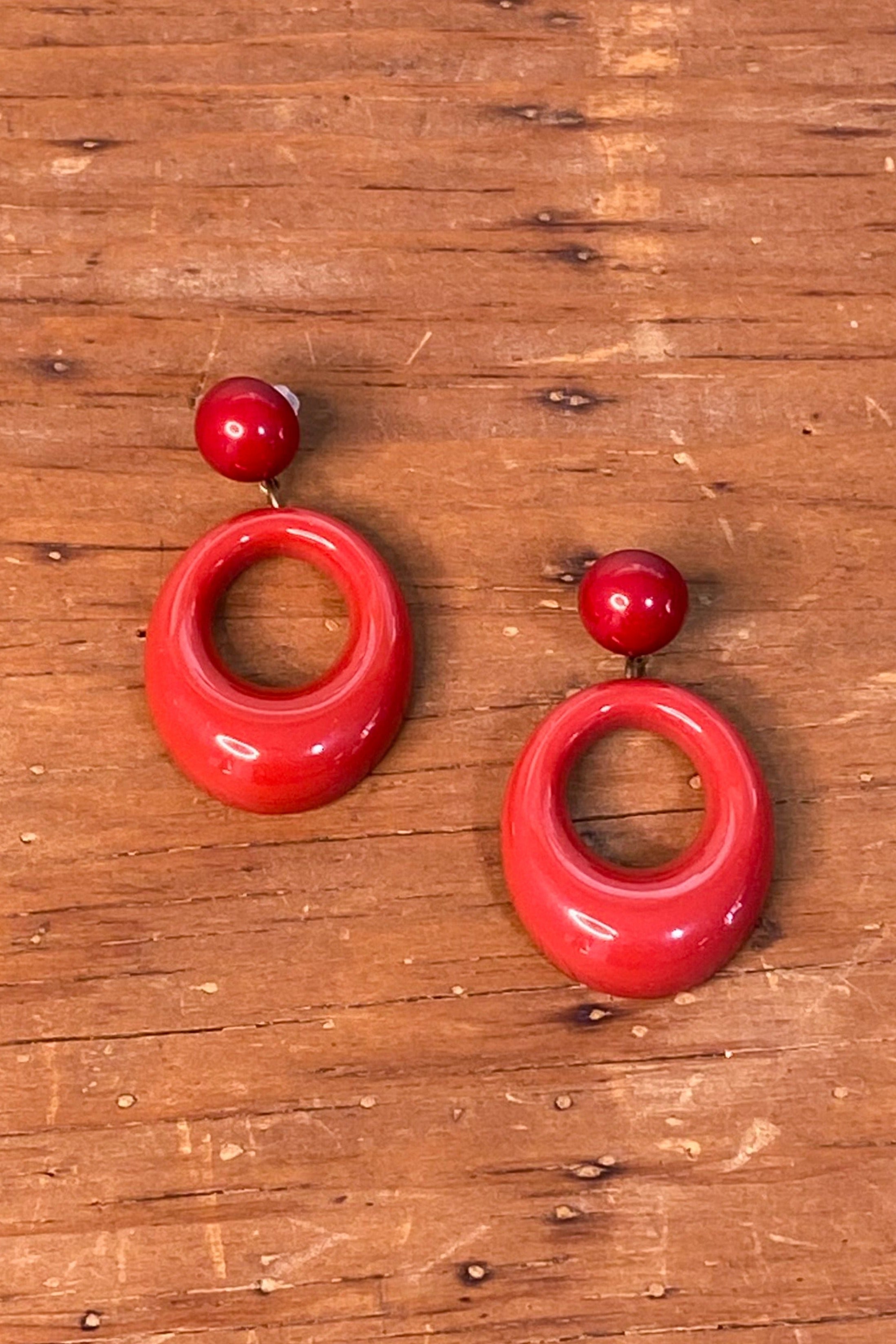 Red Hoop Earrings