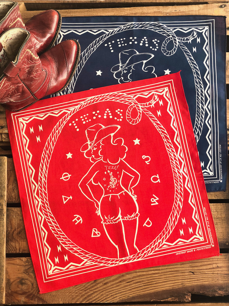Texas girl Bandana -Red Western Inspired 14" x 14" by FoxCatchers x Mi ...