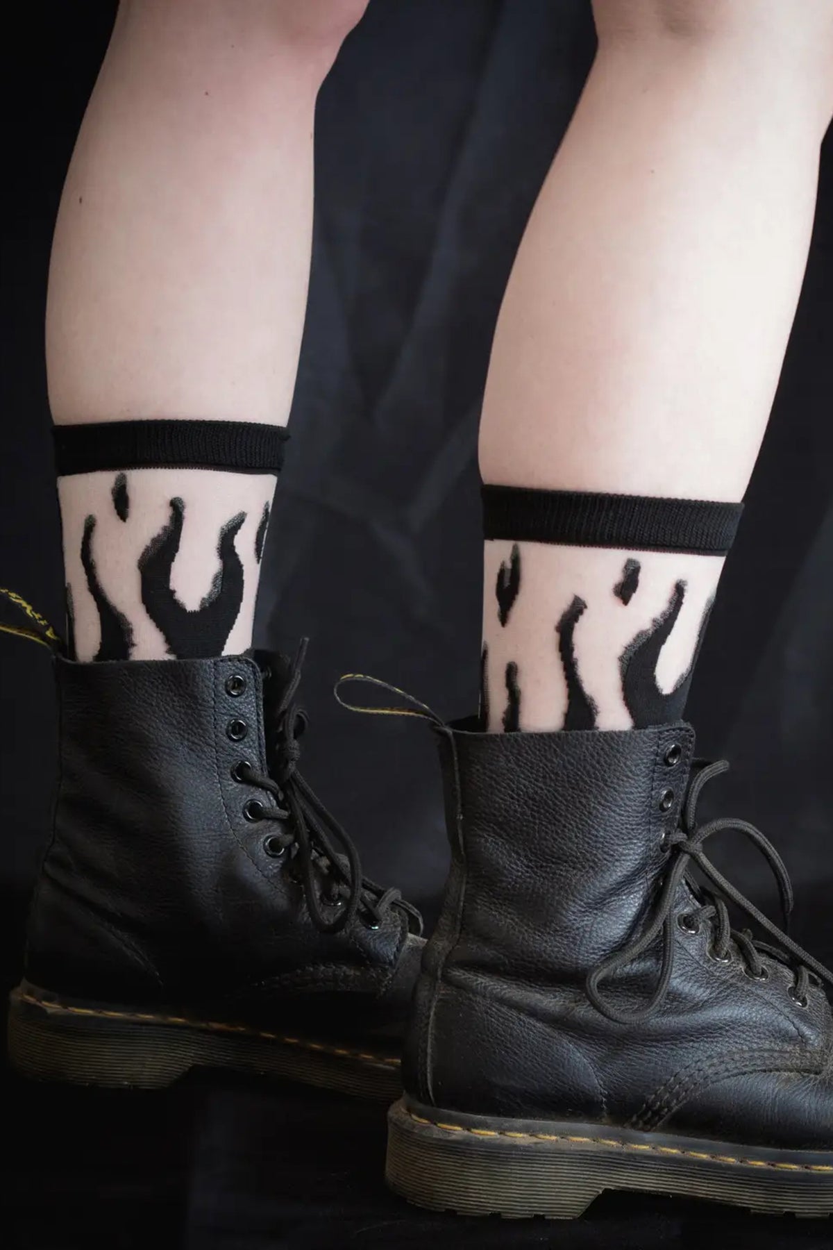 Sheer Flame Socks in Black | Mischief Made